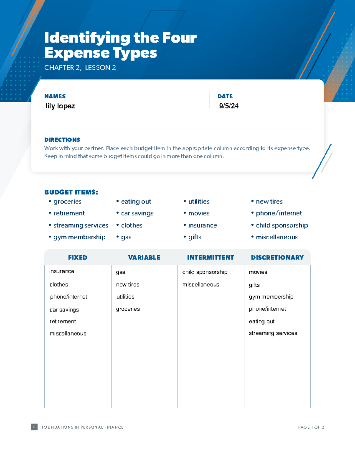 Ch 2 - Identifying Expense Types in Personal Finance - Studocu