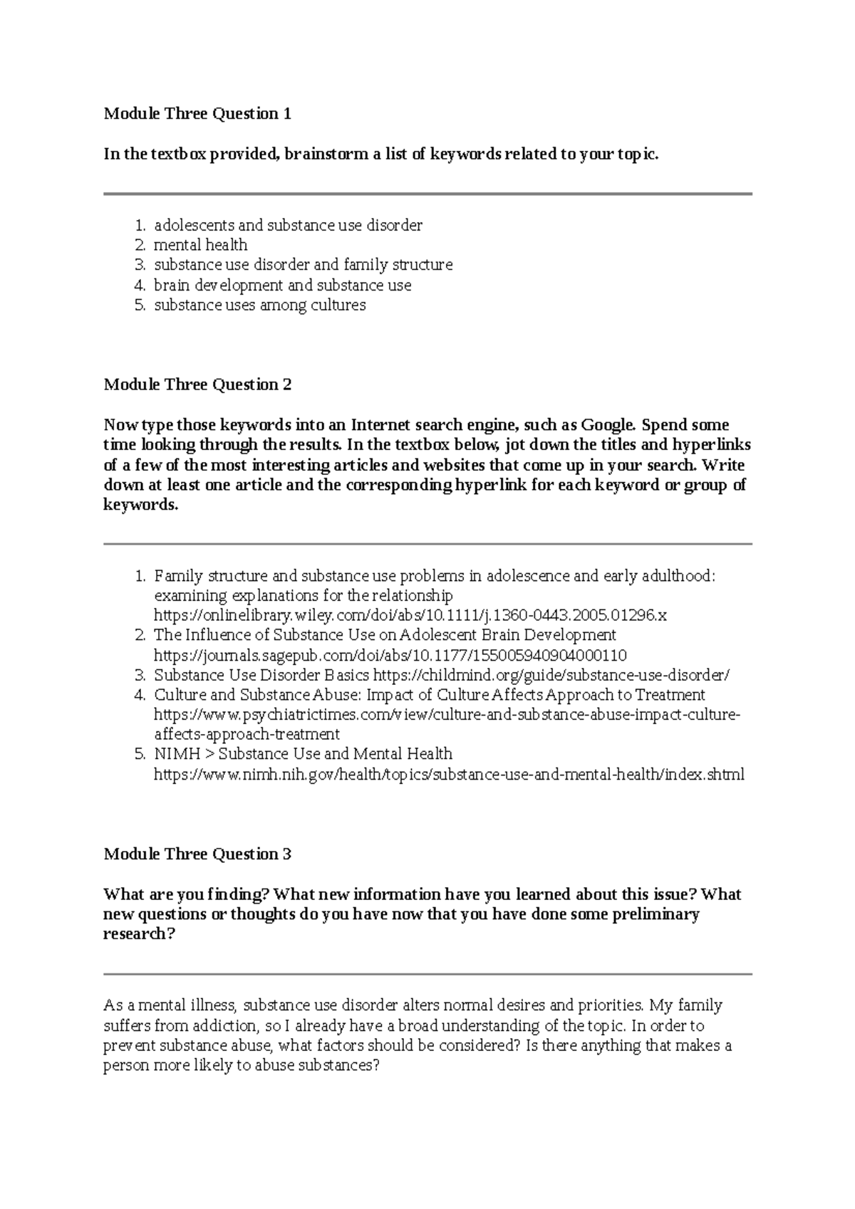 Module 3 Short Answer Response Module Three Question 1 In The Textbox Provided Brainstorm A