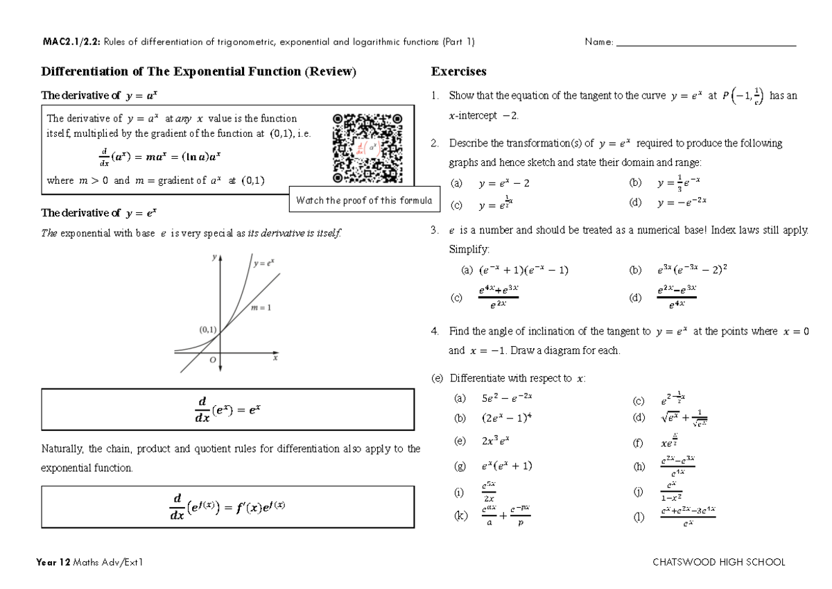 Exponential differentiation - MAC2.1/2: Rules of differentiation of ...