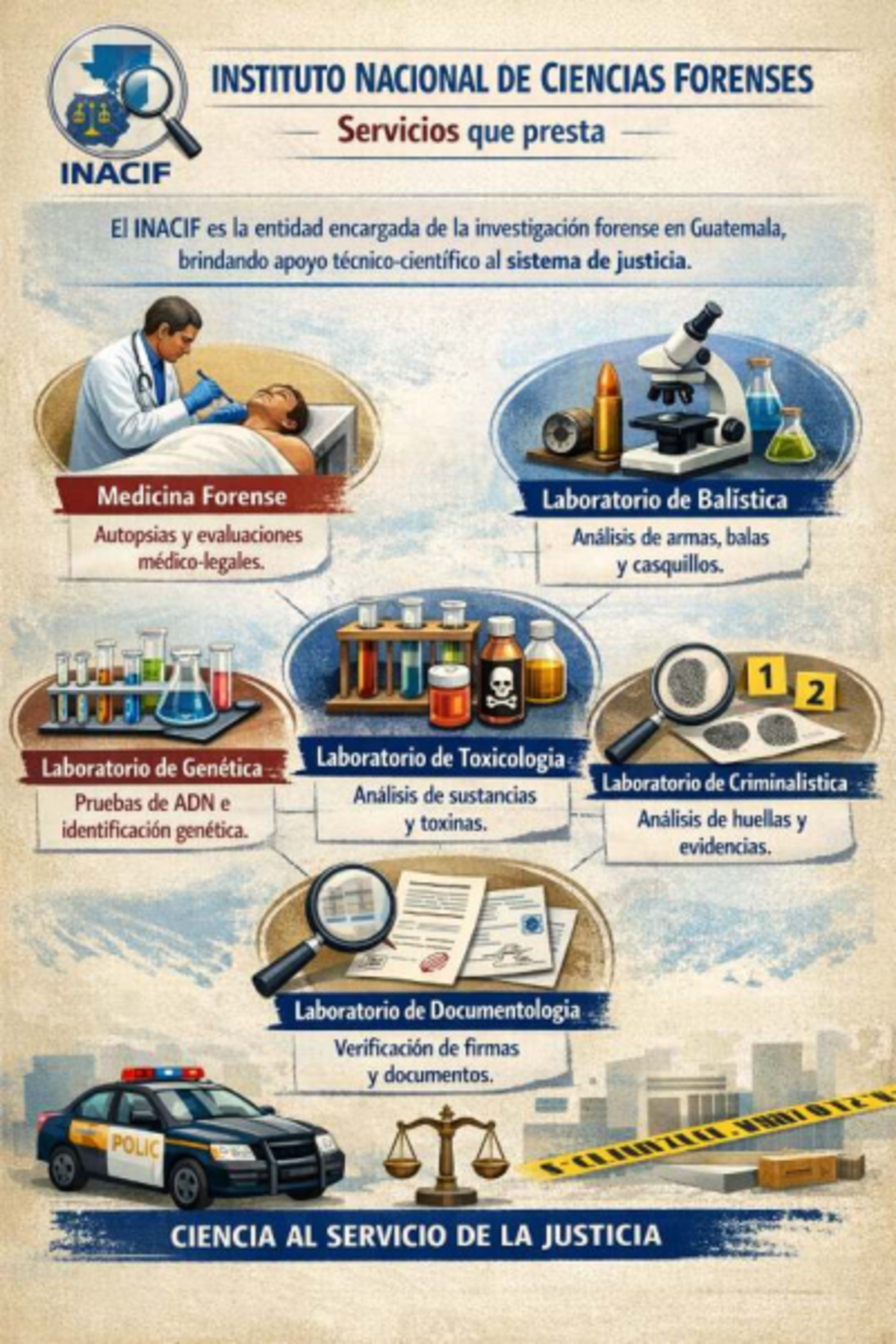 Infografía del INACIF: Servicios Forenses en Guatemala - Studocu