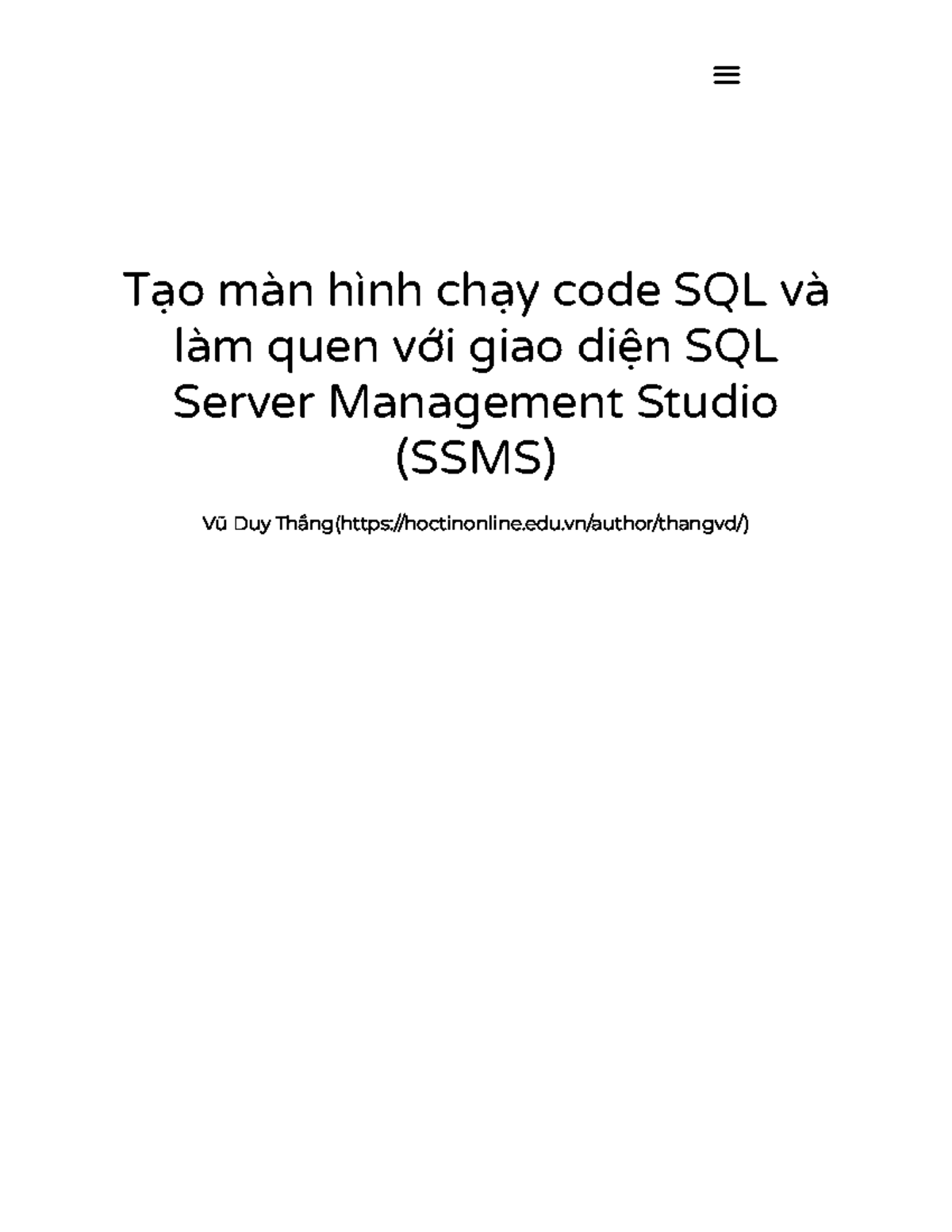 Hướng dẫn sử dụng SQL Server Management Studio (SSMS) để chạy code SQL ...