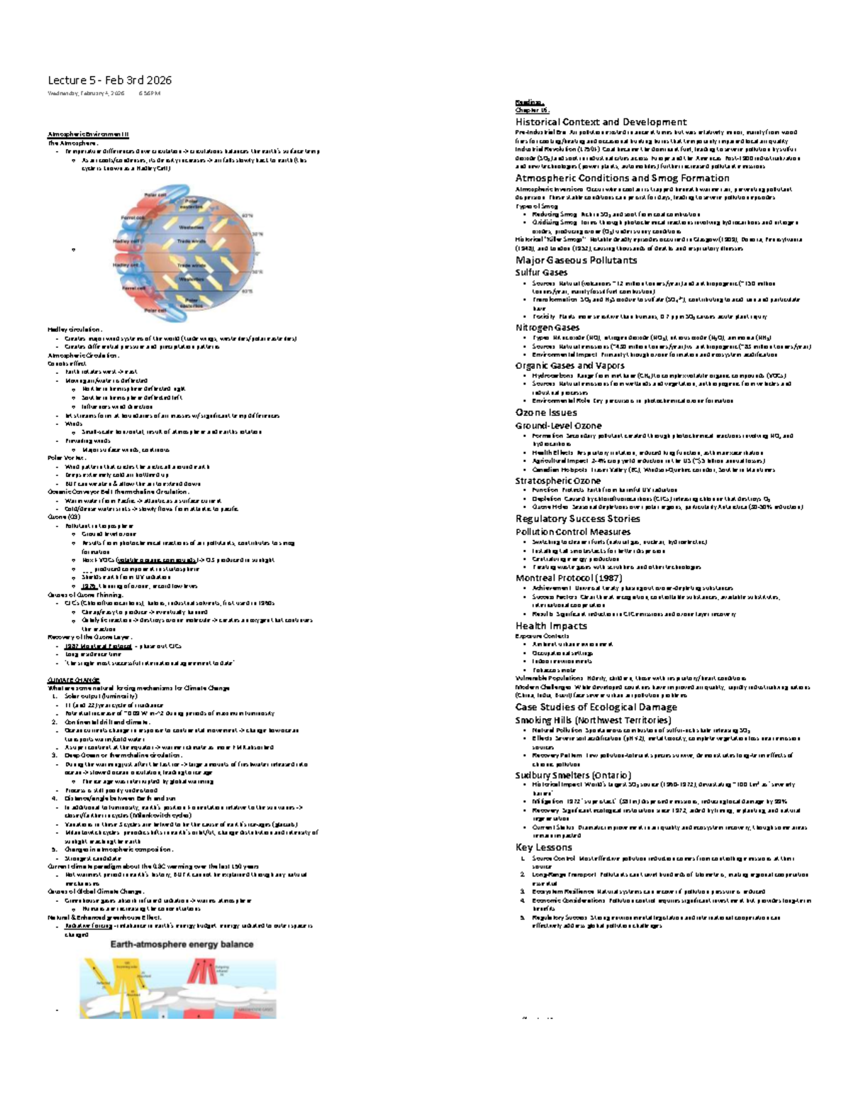 Lecture Notes: Atmospheric Environment II - Studocu
