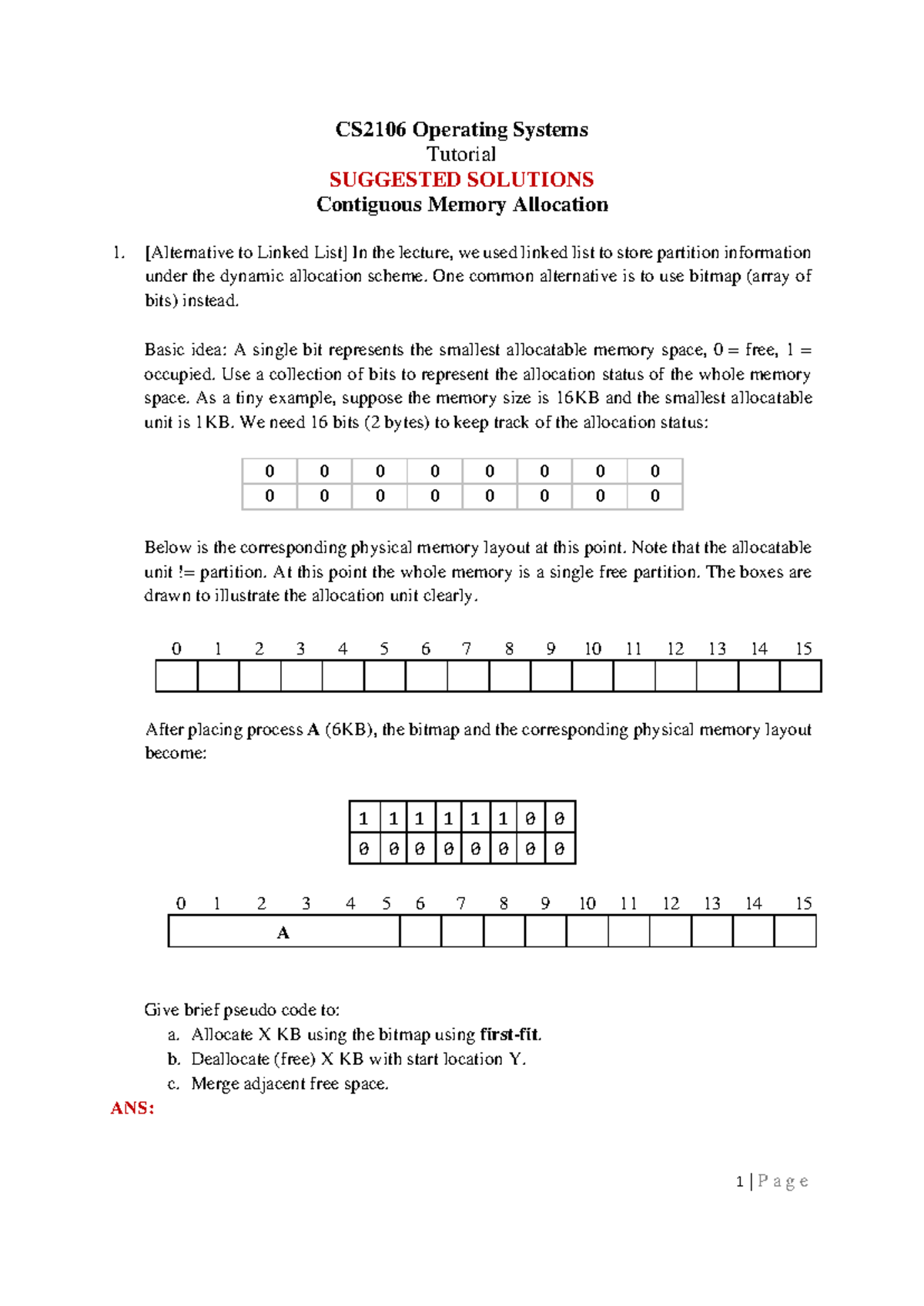 cs2106 tutorial 7 - CS2106 Operating Systems Tutorial SUGGESTED SOLUTIONS Contiguous Memory ...