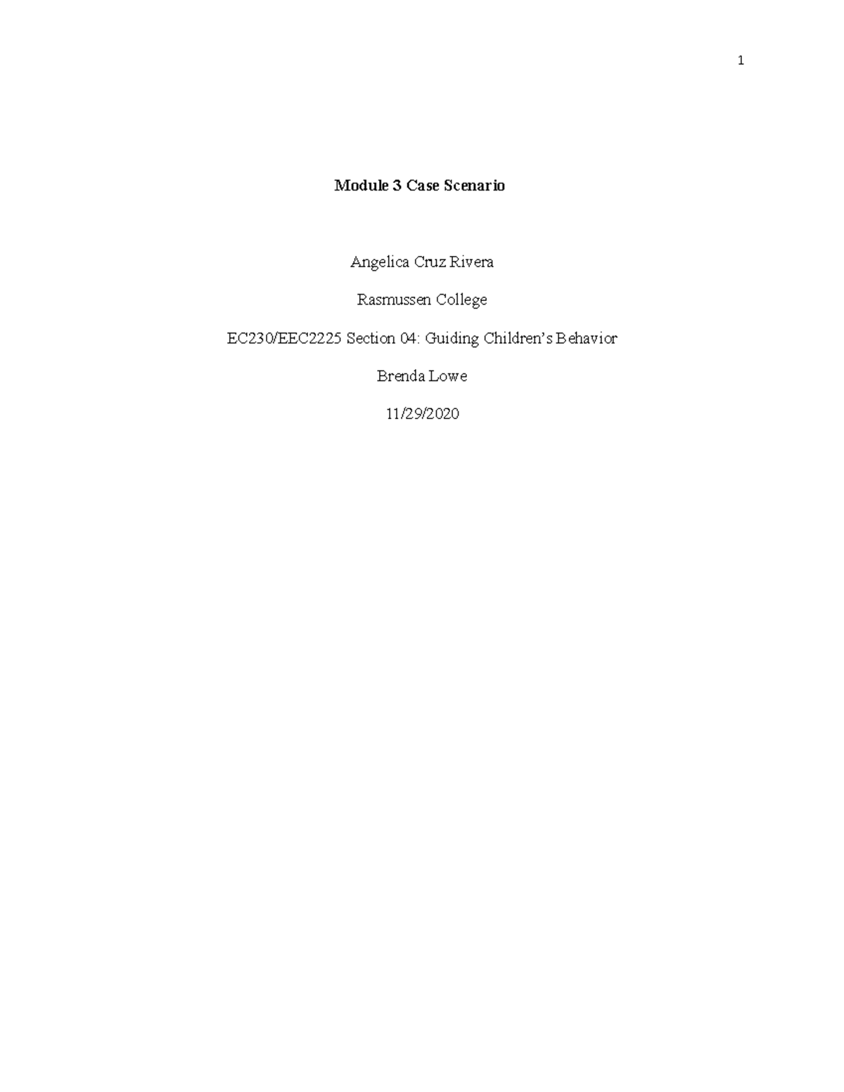 ACR 1125 Module 3 Case Study: Boys' Interaction & Conflict Resolution ...