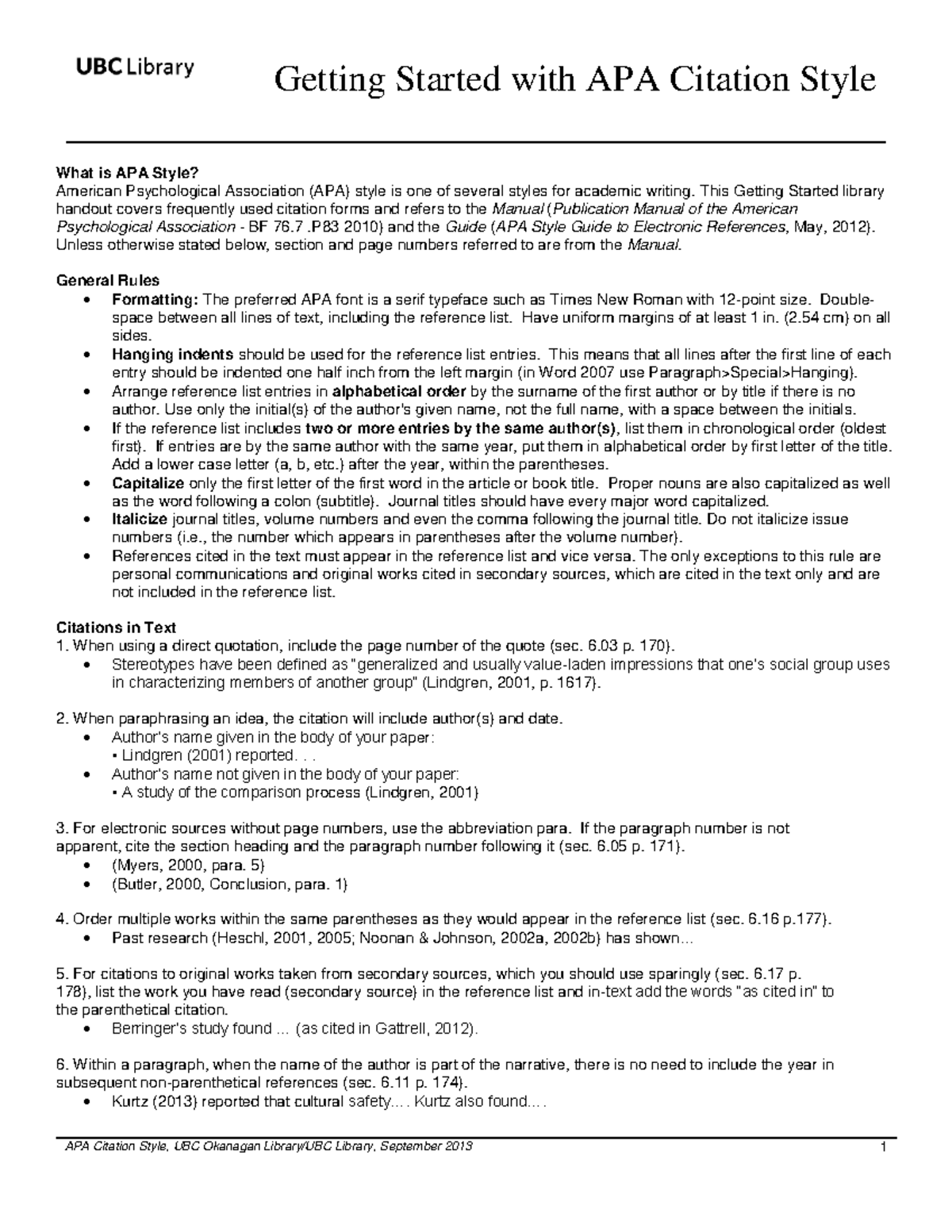 APA Citation Style Guide: Getting Started with References - Studocu