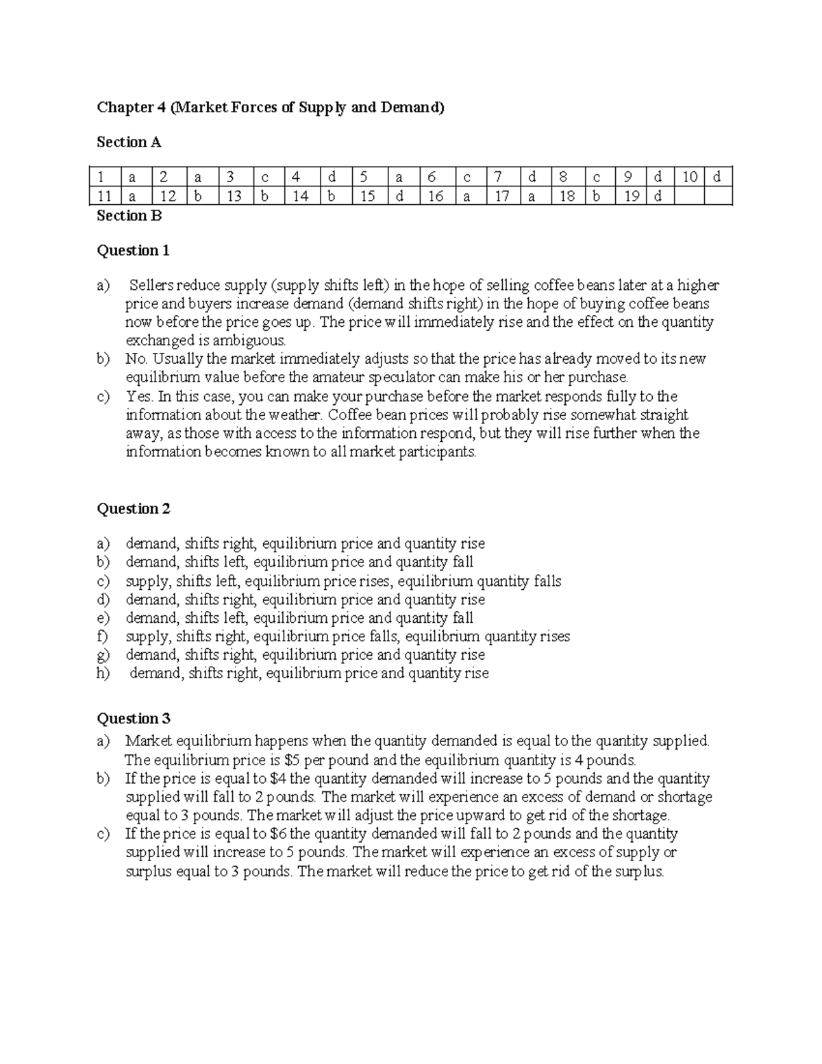 Chapter 4 (Econ 101) - Market Forces of Supply and Demand Analysis ...