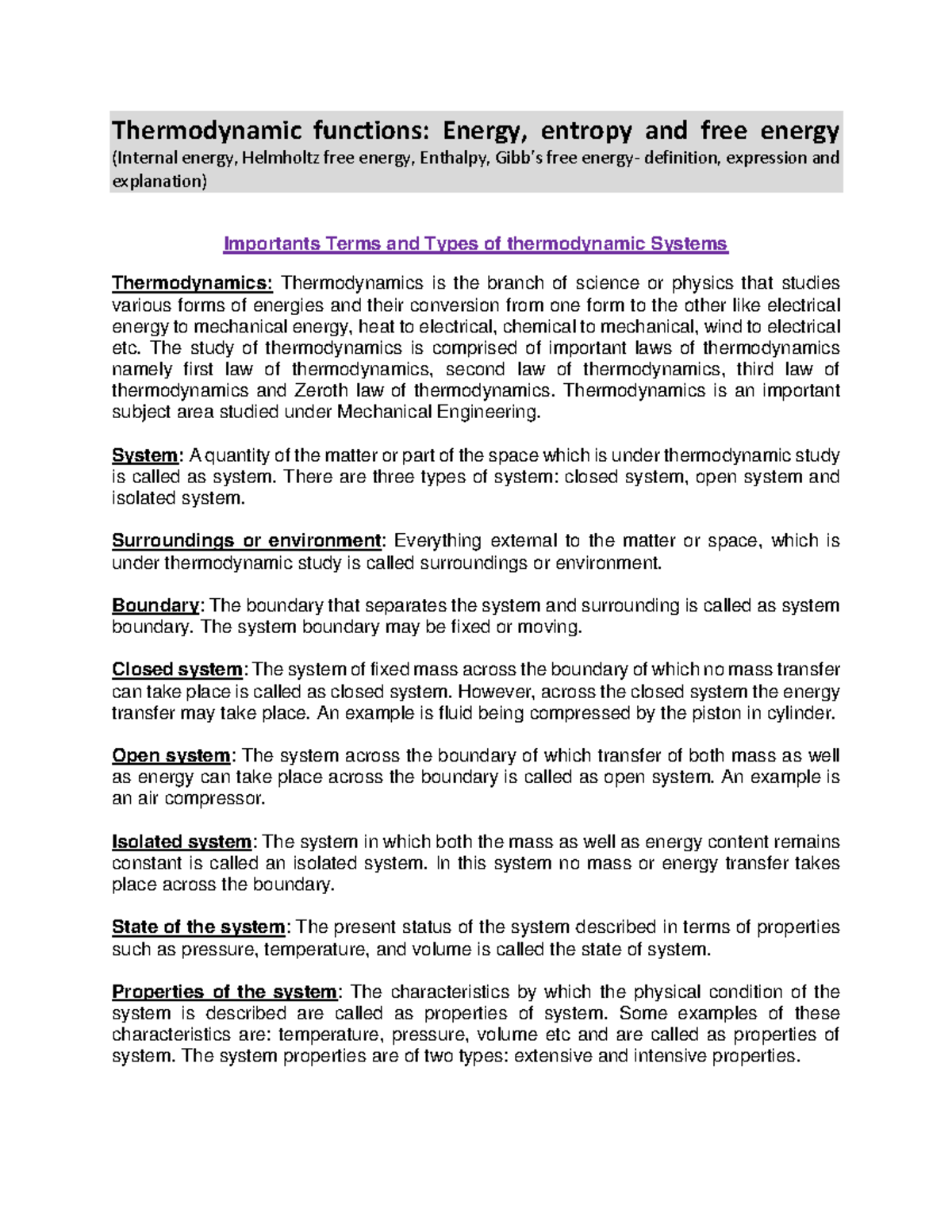 Unit 2: Thermodynamics - Key Concepts in Energy and Entropy - Studocu