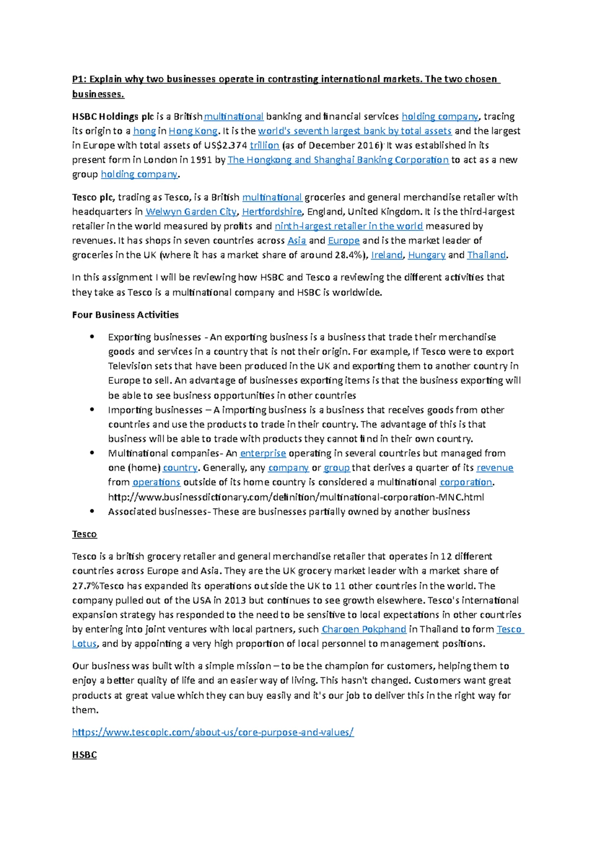 Assignment 2 - Unit 5 International Business - External Factors and ...