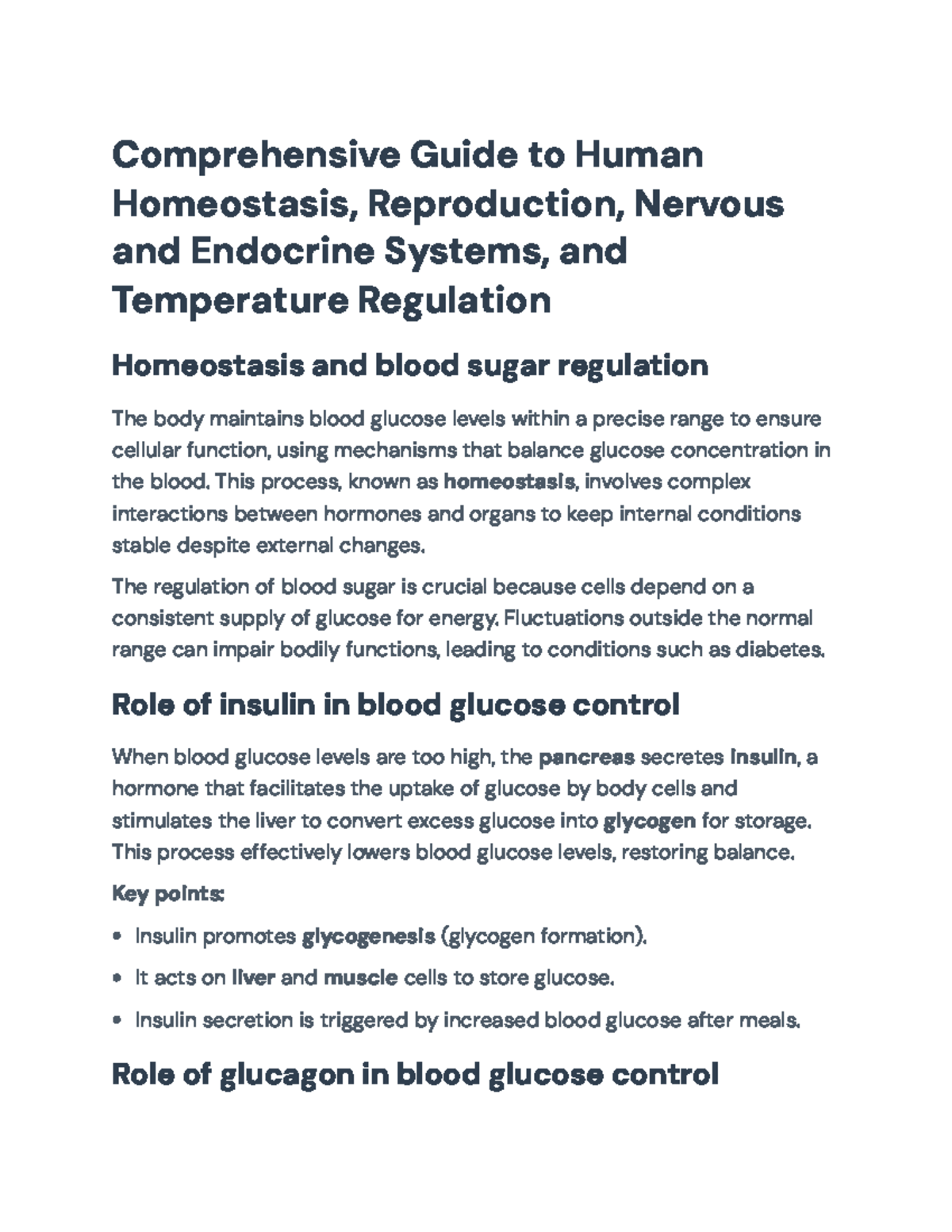 Comprehensive Guide to Human Homeostasis & Reproductive Systems (BIO ...
