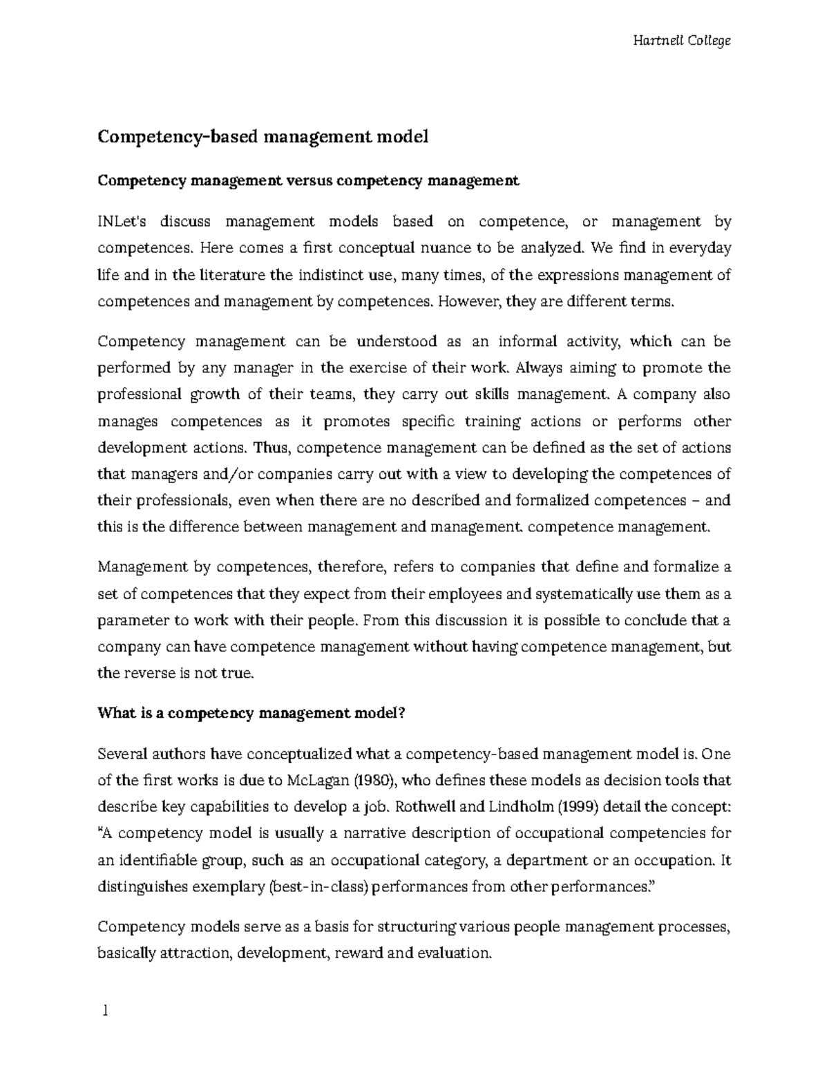 Competency-Based Management Models: Concepts & Developments - Studocu