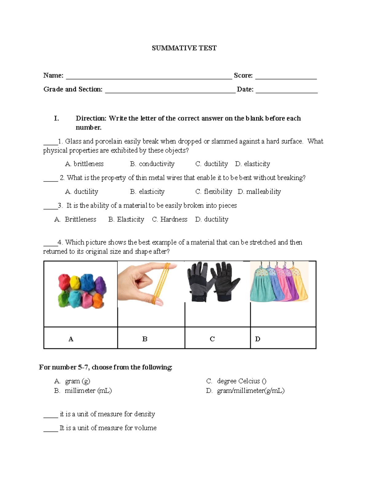 Grade 5 Science Summative Test Questions and Answers - Studocu