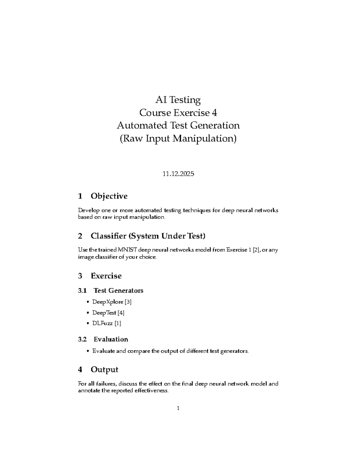 AI Testing (CS101) Exercise 4: Automated Test Generation Techniques ...