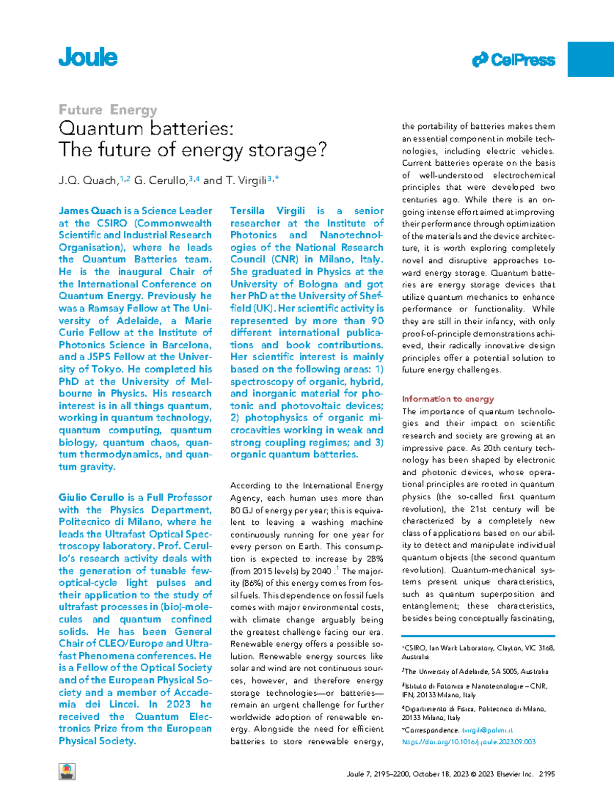 Quantum Batteries: The Future of Energy Storage? Insights from J.Q ...