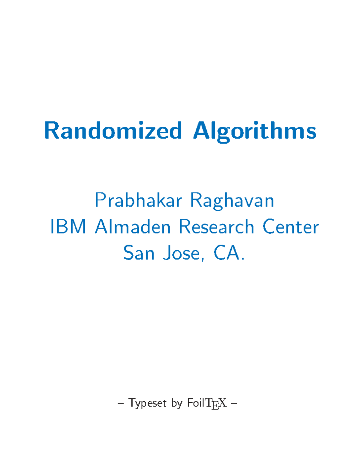 Randomized Algorithms: Analysis and Applications (CS 101) - Studocu