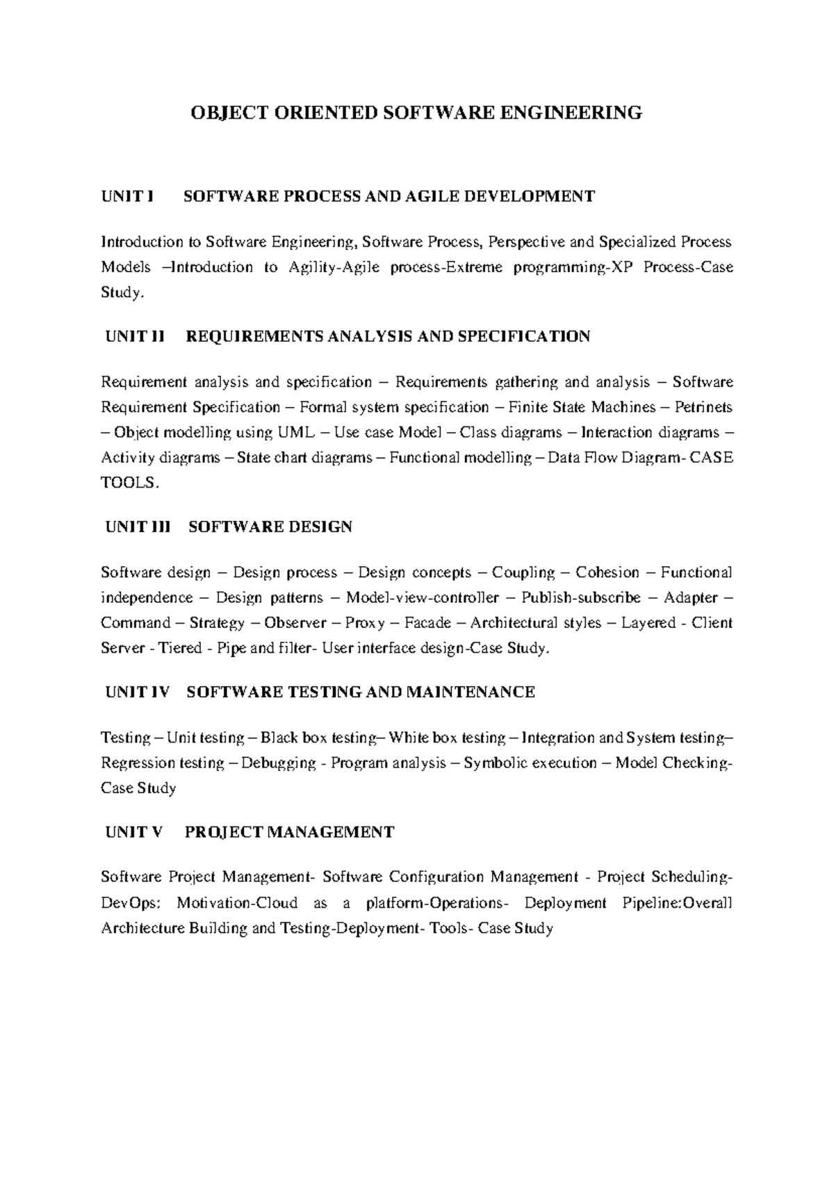 OOSE UNIT I: Software Process and Agile Development Overview - Studocu