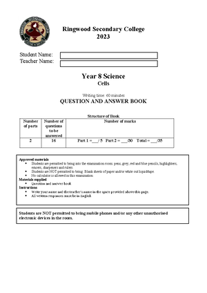 Notes for Revision of Whole Entire Year 7 and Mid YR 8 Science - Notes ...