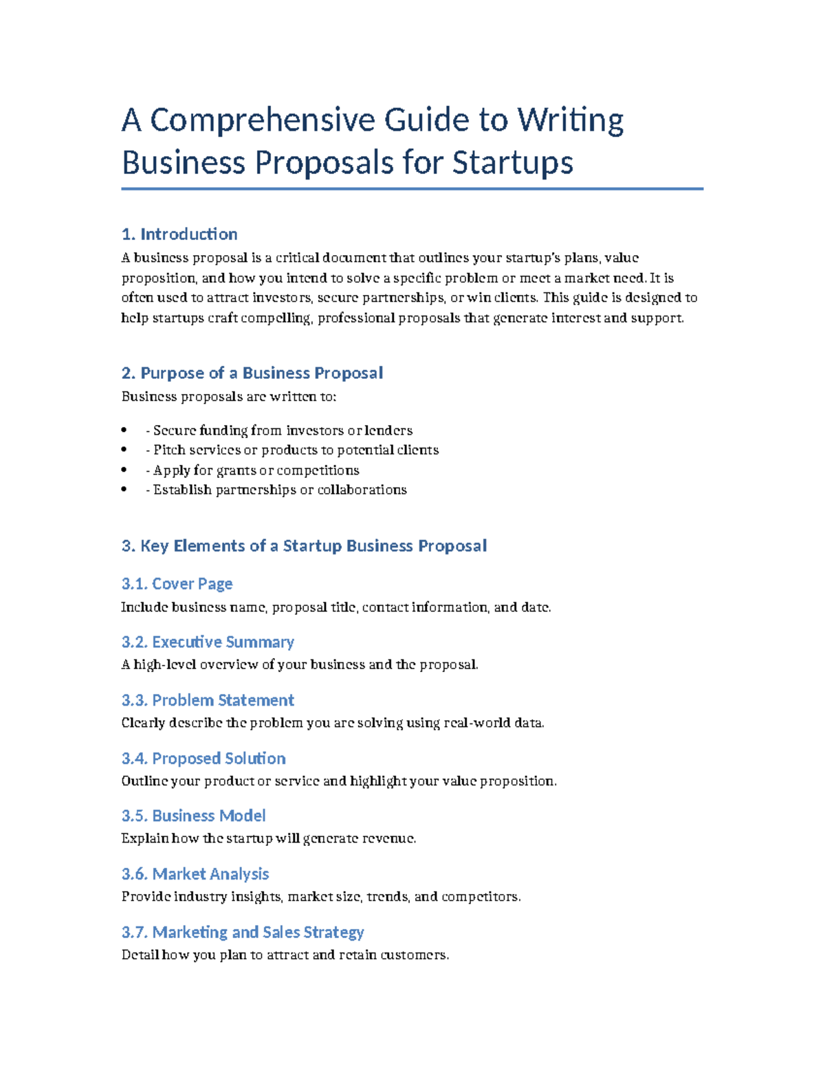 Startup Business Proposal Guide: Crafting Winning Proposals - Studocu