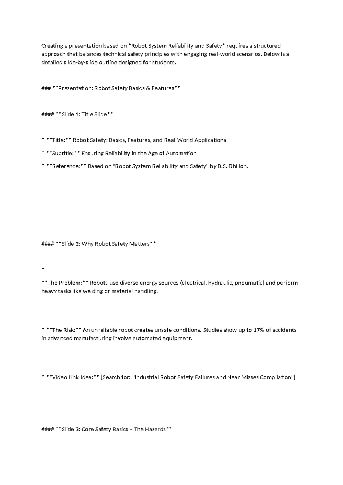 M1 PPT - Robot Safety: Basics, Features, and Applications - Studocu