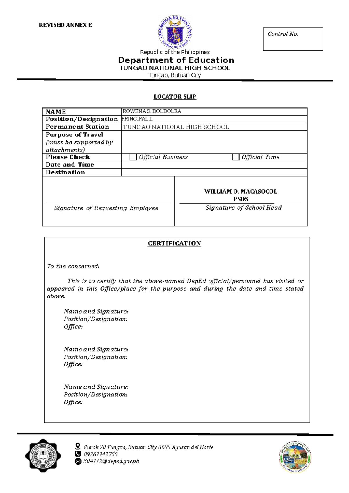 Locator-Slip - Forms - REVISED ANNEX E Republic of the Philippines ...