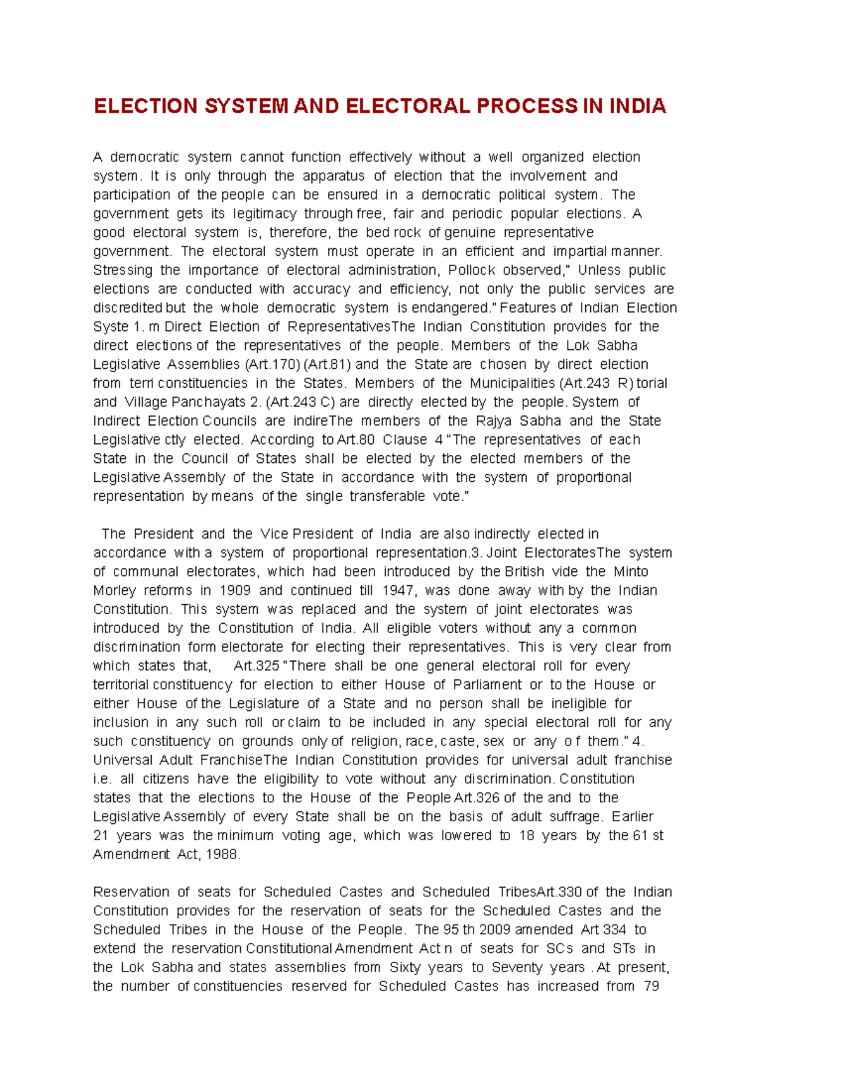 Election System & Electoral Process in India: A Comprehensive Overview ...