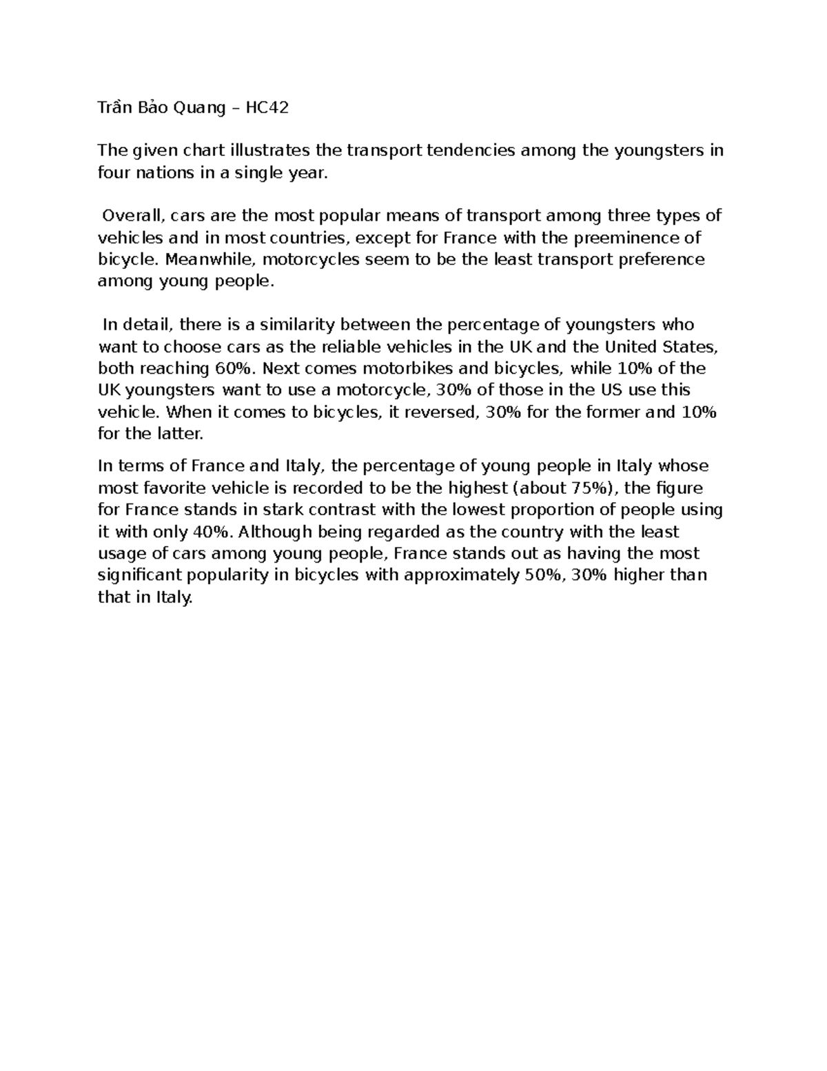 Transport Preferences Among Youth in Four Nations - HC42 - Studocu