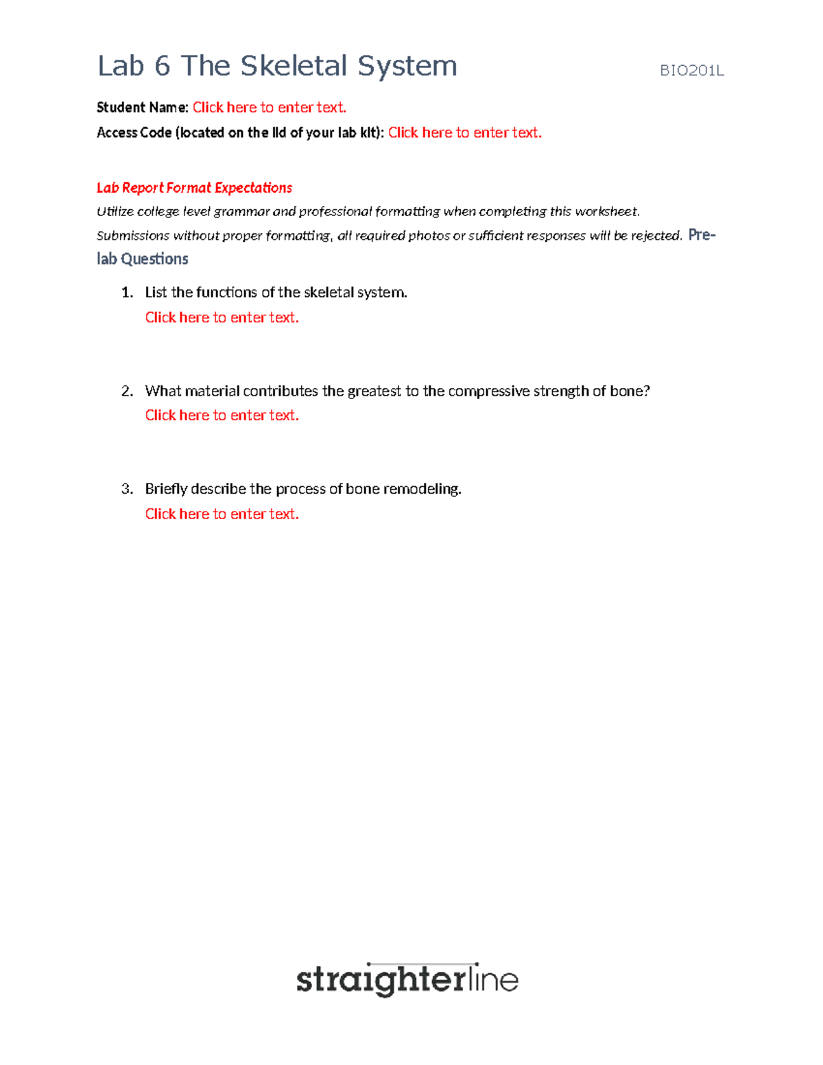 BIO201L Lab 6: Exploring the Skeletal System - Studocu