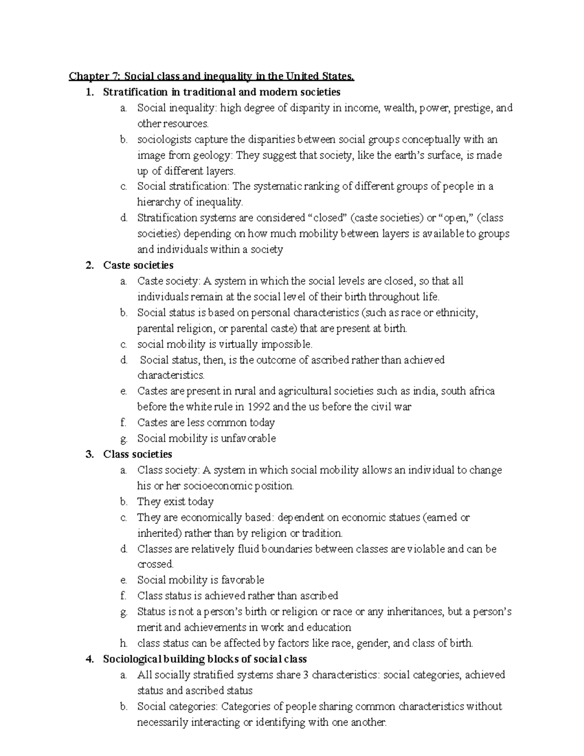 SOC 101: Chapter 7 Study Guide on Social Class & Inequality - Studocu