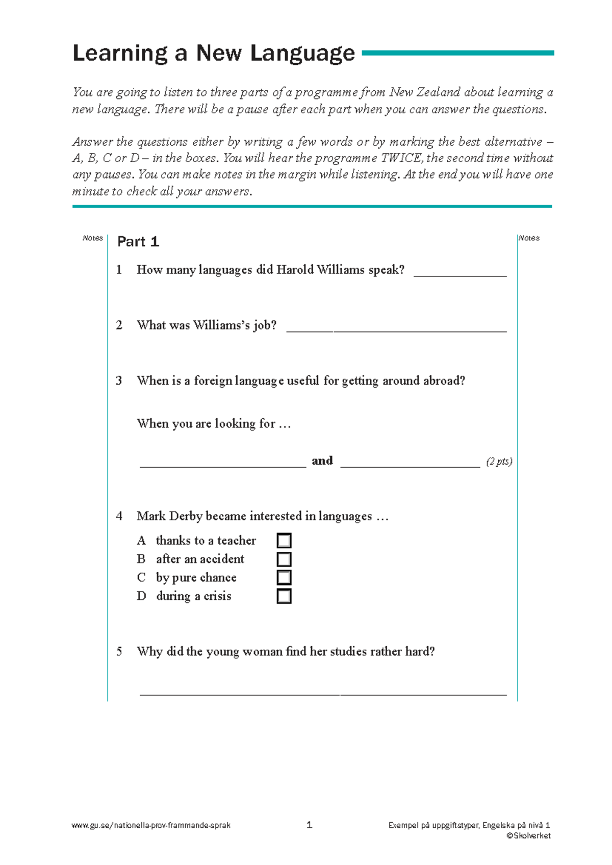 N1 Learning a New Language: Listening Comprehension Guide - Studocu