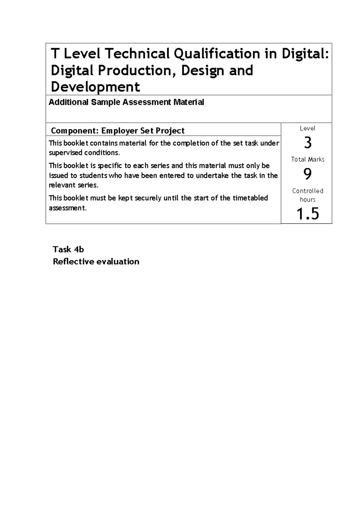 T Level Digital ESP Sample Assessment: Employer Set Project Evaluation ...