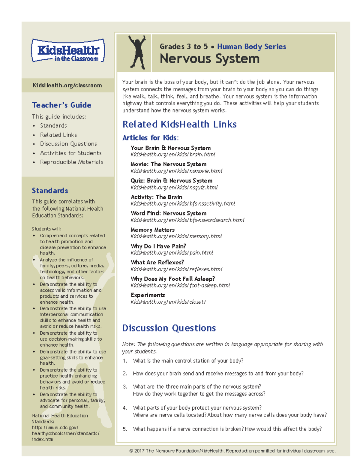 Nervous - KidsHealth/classroom Grades 3 to 5 • Human Body Series ...