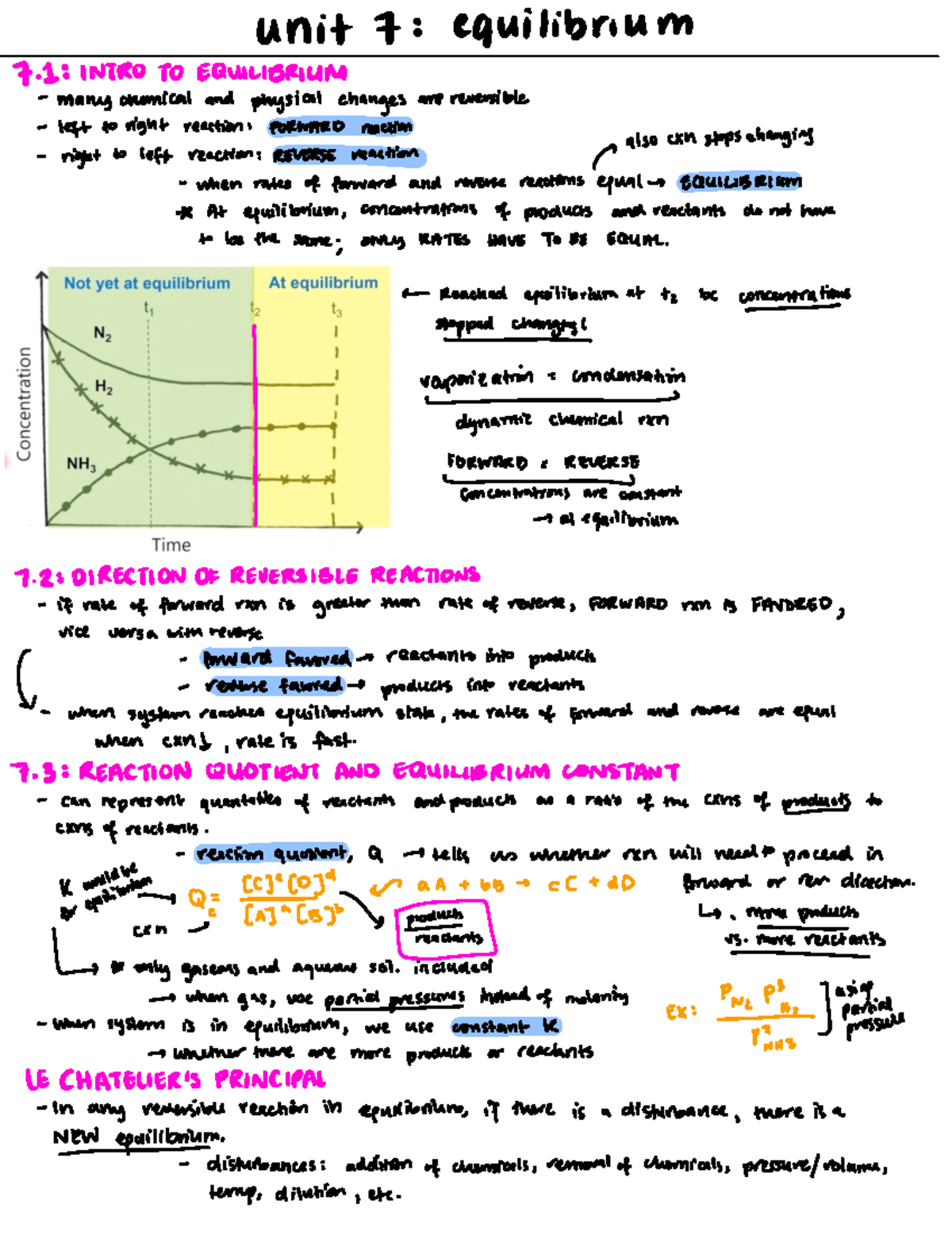 Unit 7 AP Chemistry - unit Ft: equilibrium INTRO To EQuiciGtium many ...