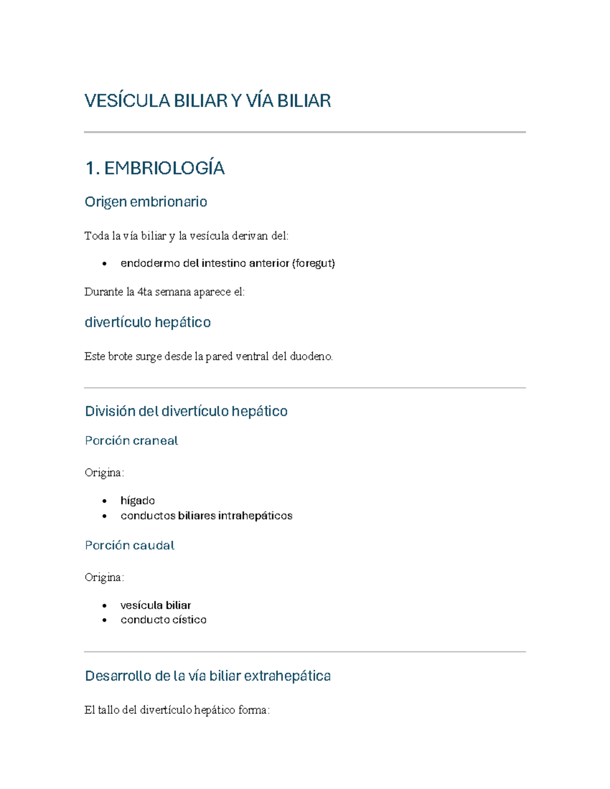 VESÍCULA BILIAR Y VÍA BILIAR 1: EMBRIOLOGÍA Y ANATOMÍA QUIRÚRGICA - Studocu