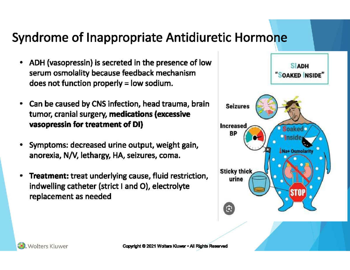 Nursing Care for SIADH in Pediatric Metabolic Disorders - Studocu
