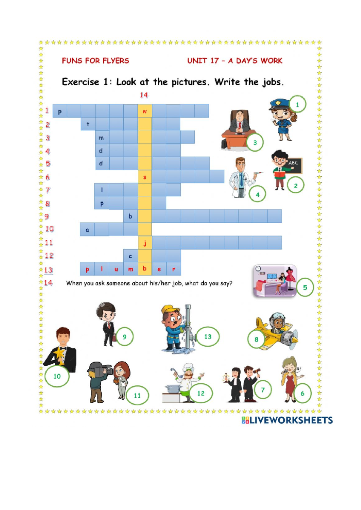 FUNS FOR FLYERS UNIT 17: JOBS WORKSHEET EXERCISE - Studocu