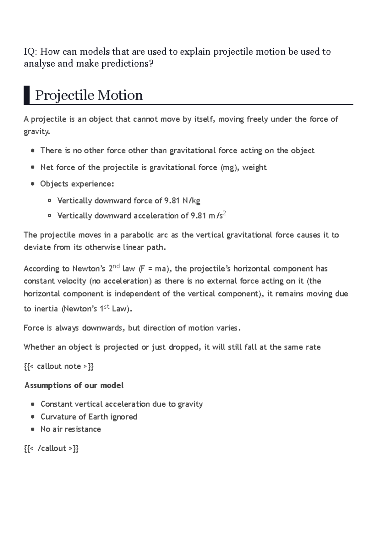 Physics 101: Projectile Motion and Forces in Gravity - Module 5 - Studocu