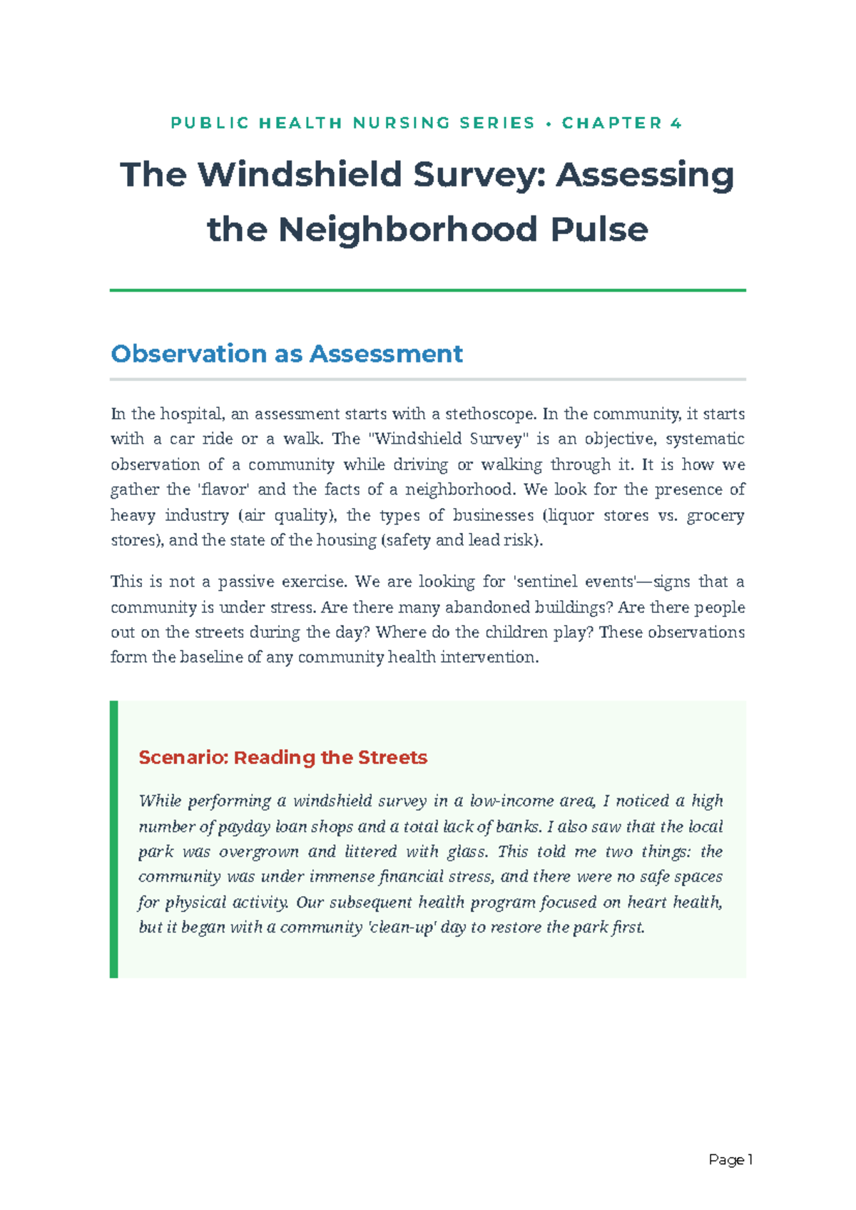 Public Health Nursing Series: Chapter 4 - Windshield Survey Insights ...