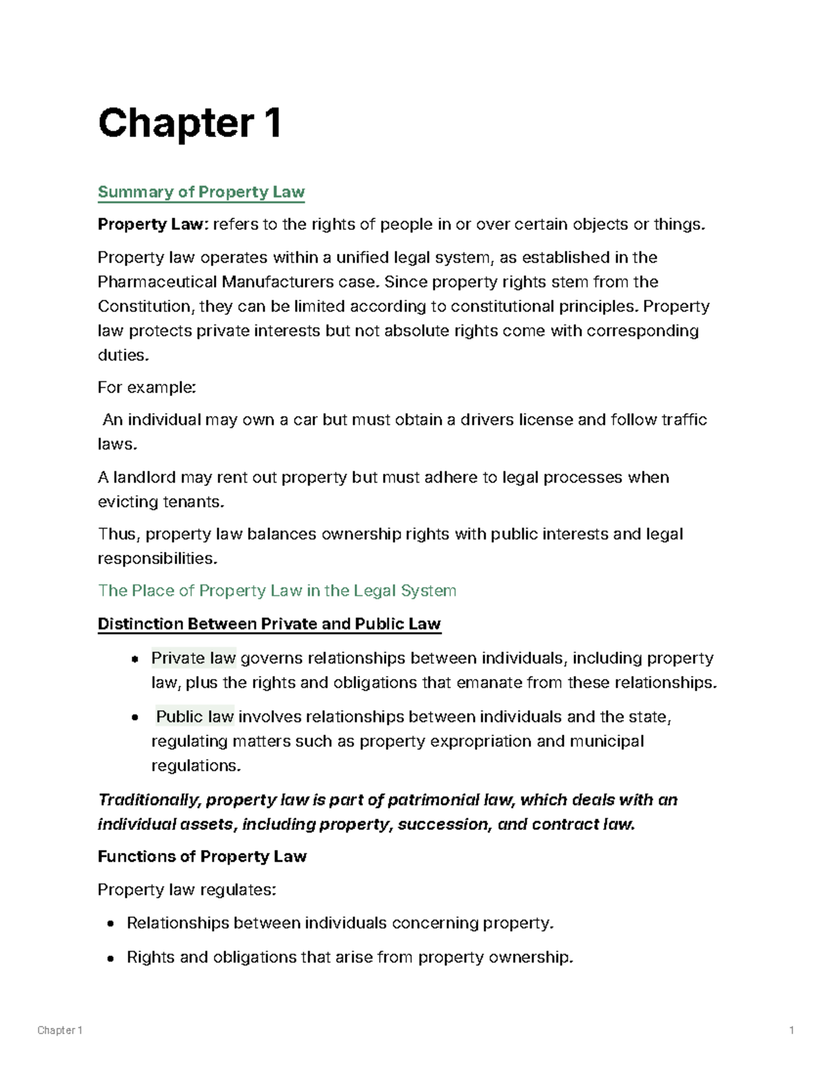Chapter 1 Summary: Understanding Property Law (PL) Principles - Studocu