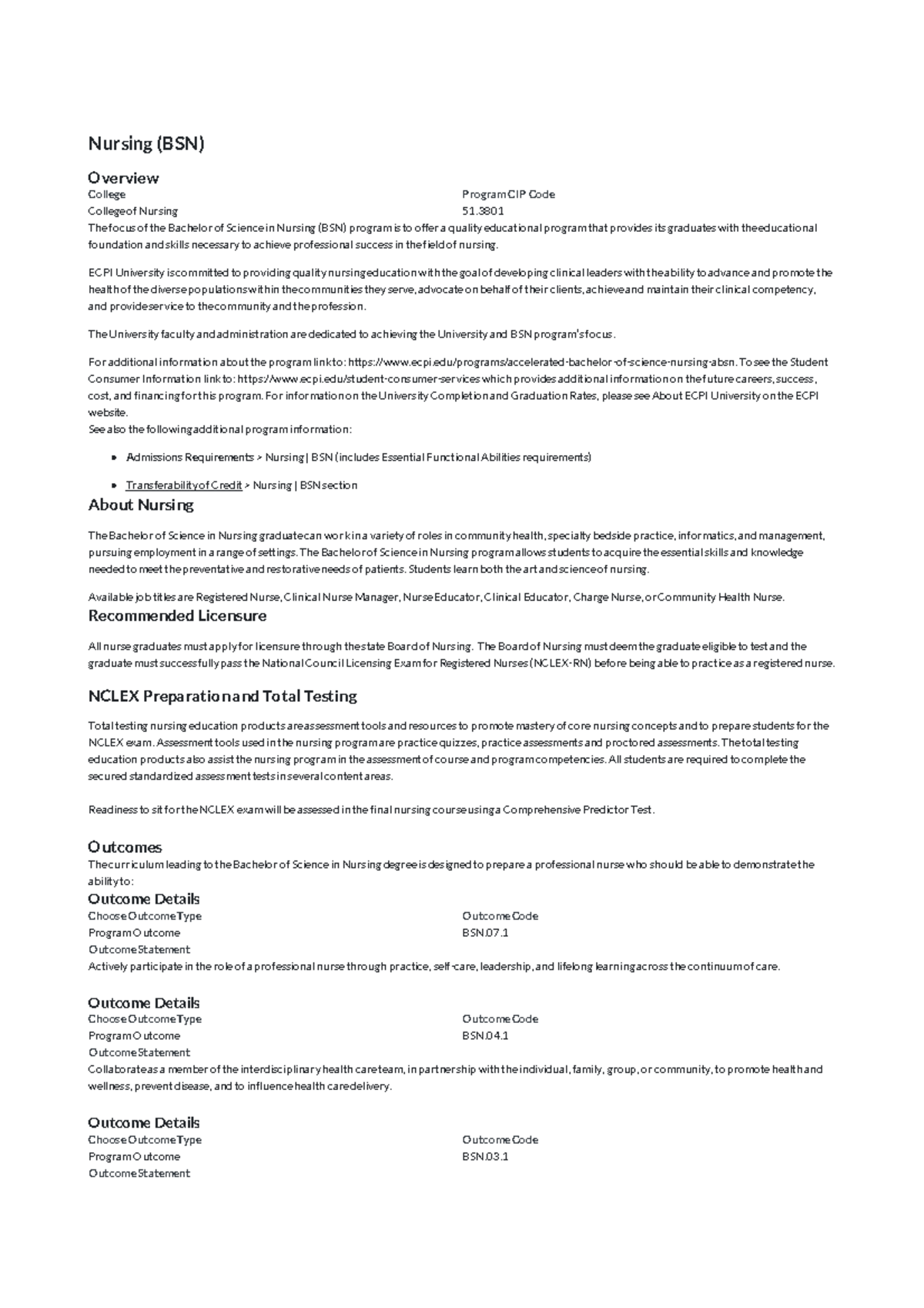 Nursing (BSN) Program Overview and Career Pathways - Studocu