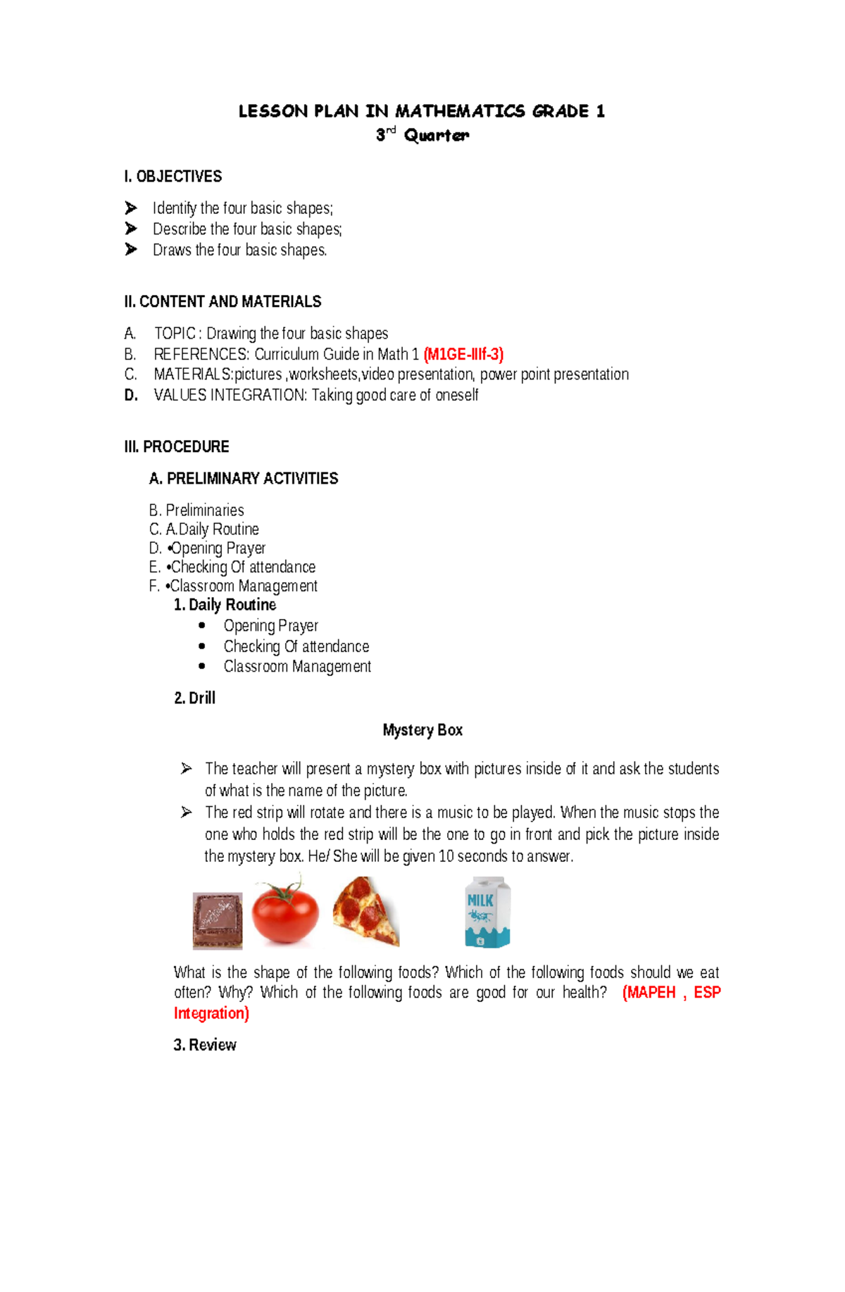 COT 2 Lp-Math-1-3rd-Quarter - LESSON PLAN IN MATHEMATICS GRADE 1 3 rd ...