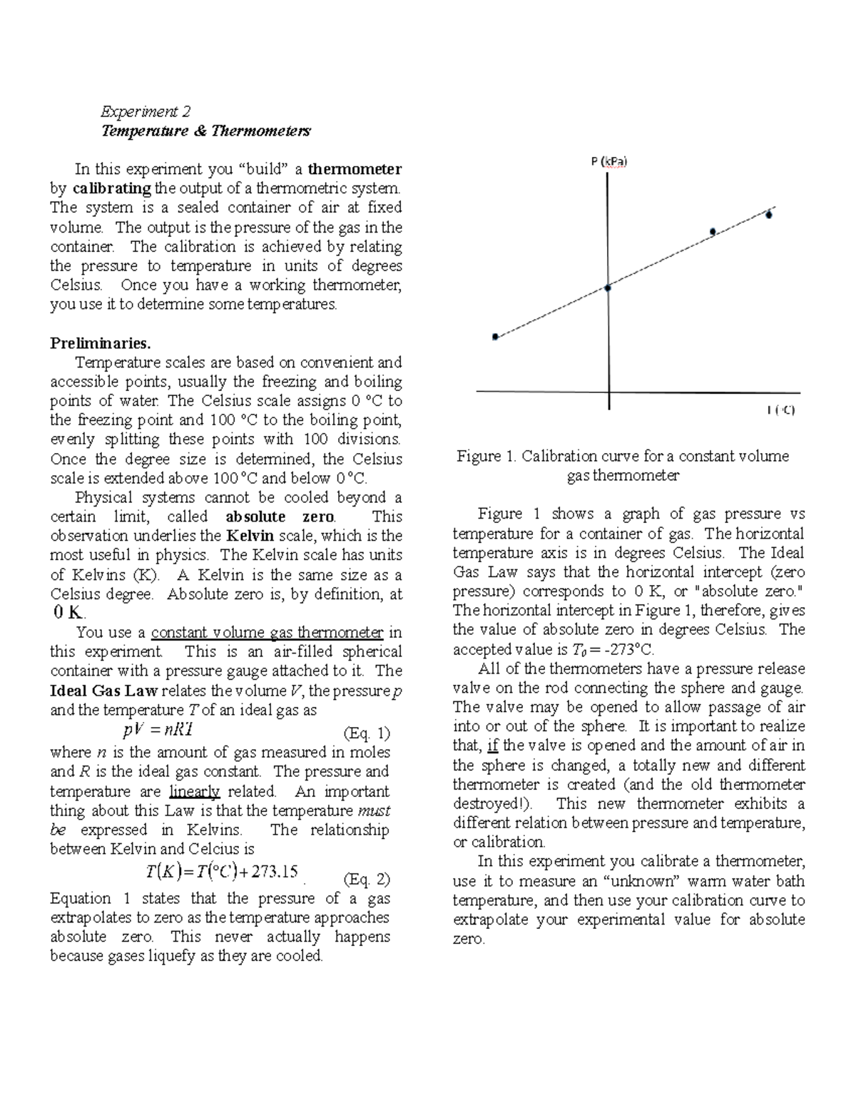 Cal Poly PHYS 122 College Physics 2 Lab Report 2 Temperature and ...