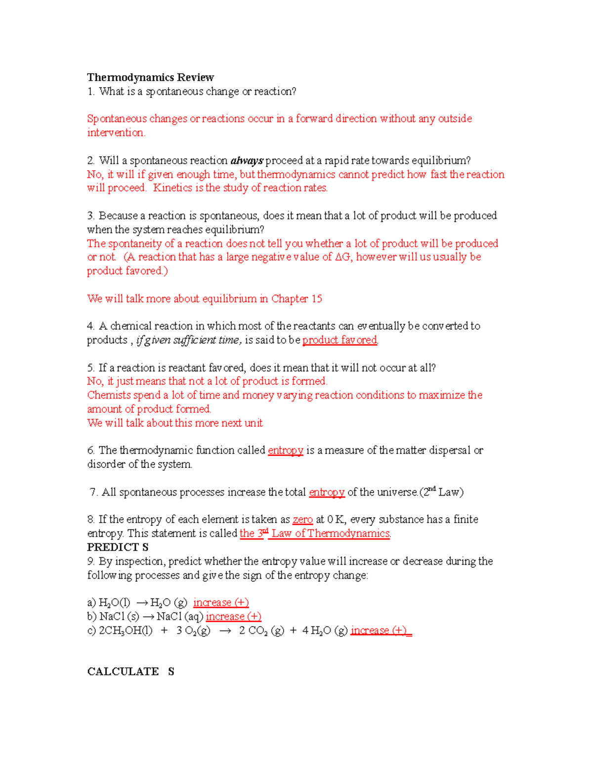 AP Chemistry Unit 6 Thermodynamics Review Guide - Studocu