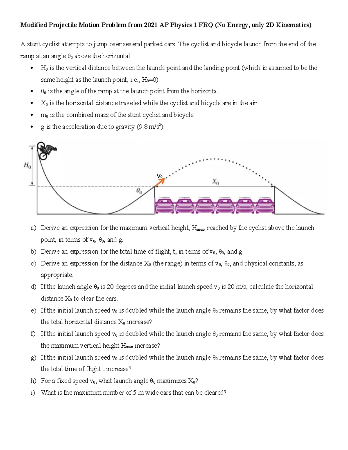 2021 AP Physics 1 FRQ: Modified Projectile Motion Problem Analysis - Studocu