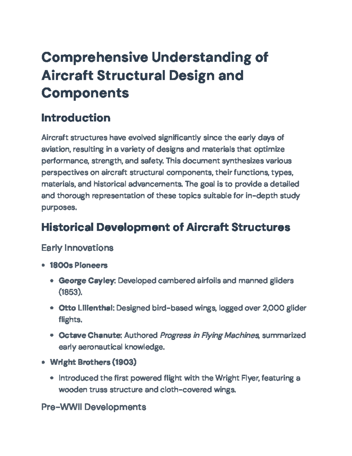 Comprehensive Overview of Aircraft Structural Design and Engineering ...