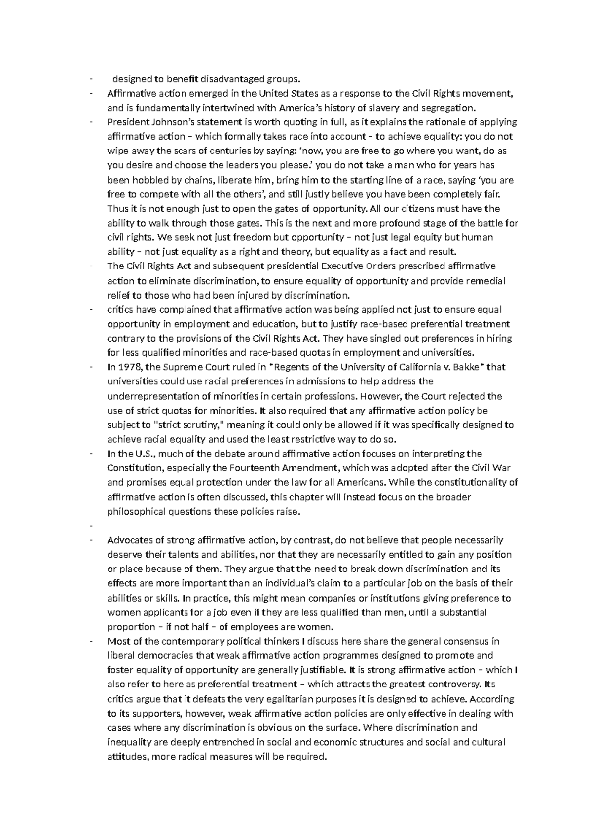 Affirmative action - brief - designed to benefit disadvantaged groups ...