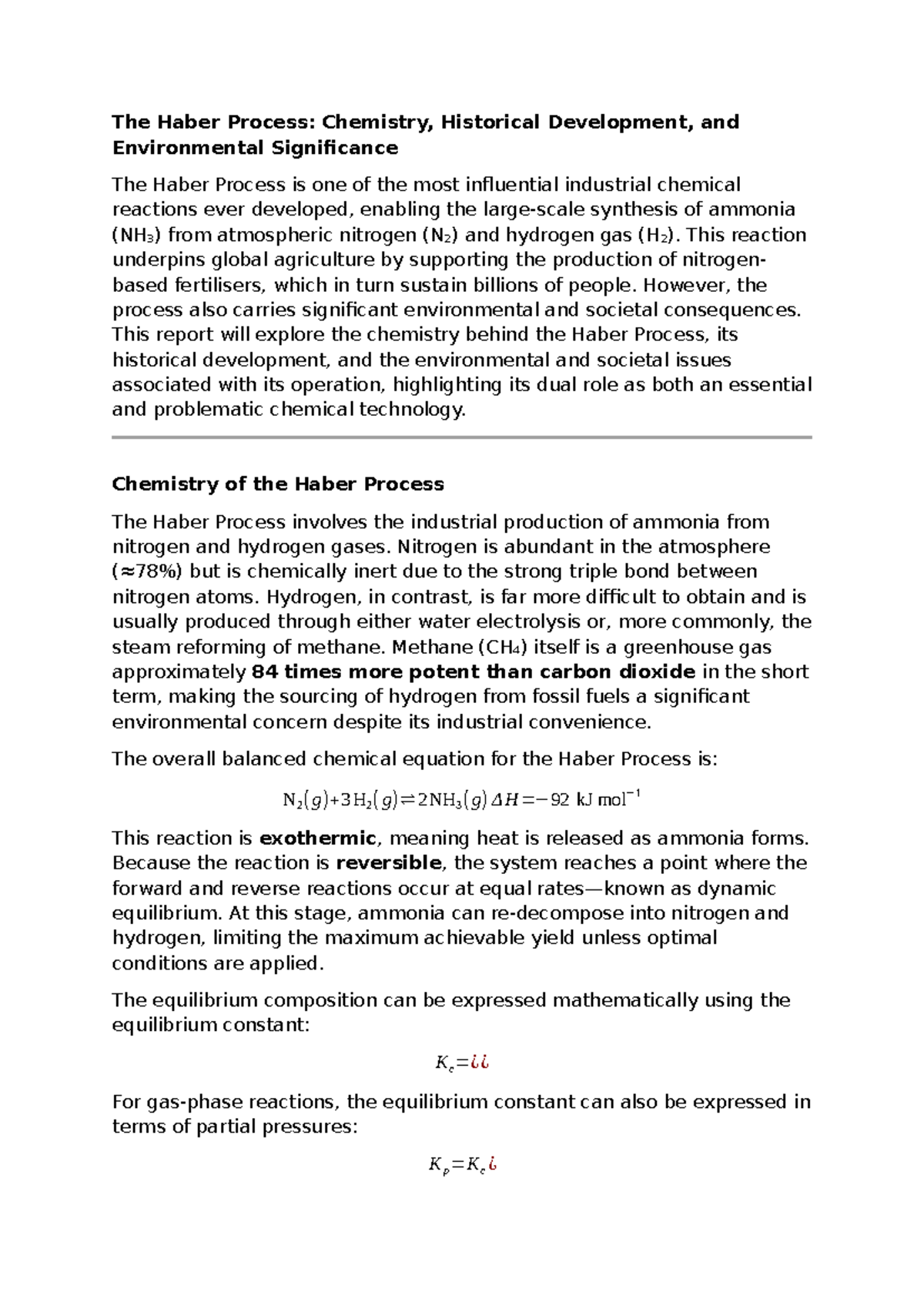 The Haber Process: Chemistry, History & Environmental Impact (CHEM 101 ...