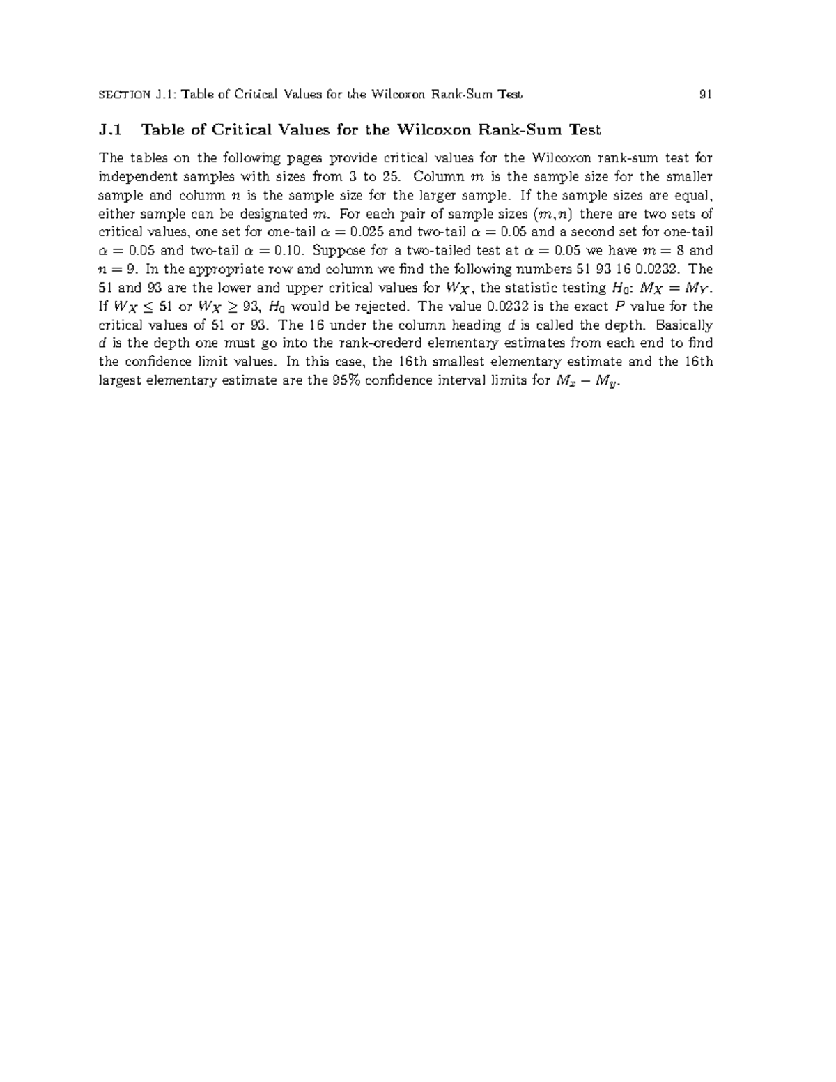 Wilcoxon Test Critical Values Table (J.1) for Sample Sizes 3-25 - Studocu