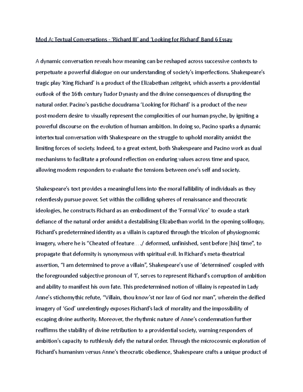 Mod A: Textual Conversations - 'Richard III' & 'Looking for Richard ...