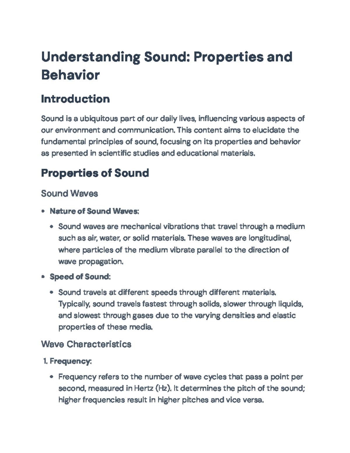 Understanding Sound: Properties, Behavior, and Applications in Physics ...