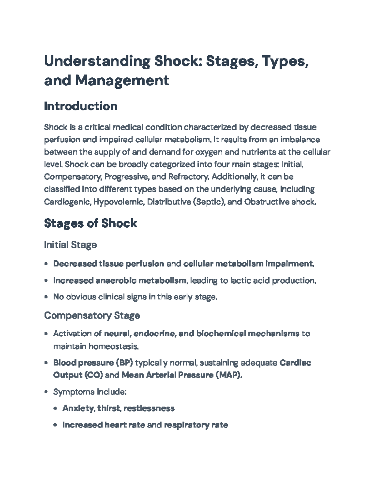 Understanding Shock: Stages, Types, and Management Strategies ...