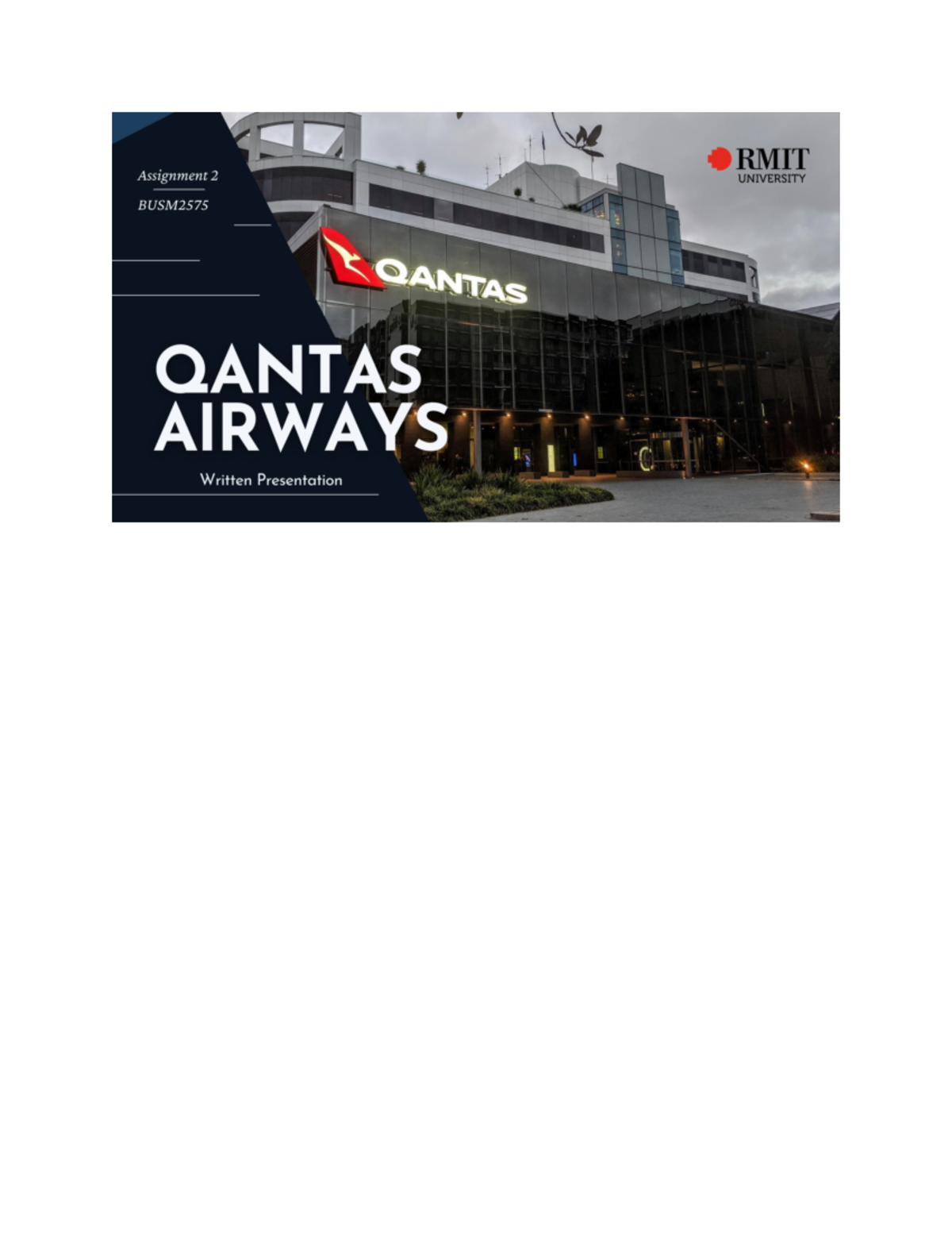 Assignment 2 BUSM2575 SGS G5 Team 2 - Qantas Airways Limited is ...